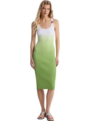 Michael Kors Michael Kors Ombré Ribbed Stretch Viscose Dress Green