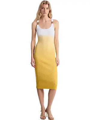 Michael Kors Michael Kors Ombré Ribbed Stretch Viscose Dress Yellow