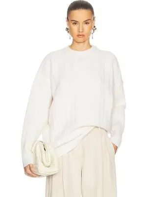 RÓHE Relaxed Fit Cable Sweater - Off White