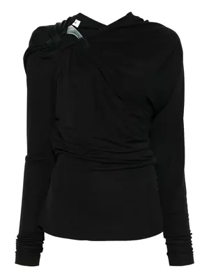 Victoria Beckham Draped Long-sleeve Top - Black