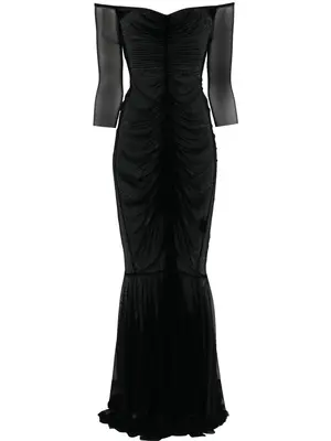 Norma Kamali Off-shoulder Fishtail Gown - Black