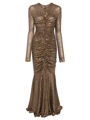 Norma Kamali Long-sleeve Fishtail Gown - Brown
