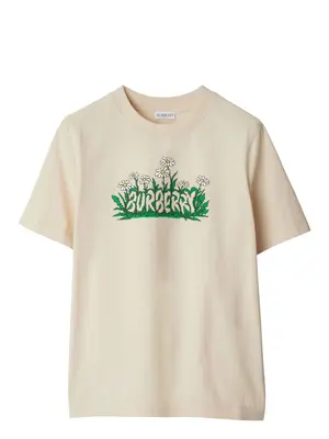 Burberry Daisy Logo Cotton T-shirt - Neutrals