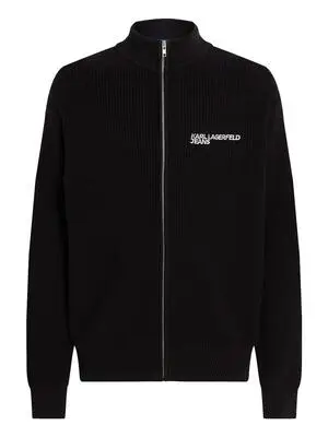 Karl Lagerfeld Logo-embroidered Cardigan - Black