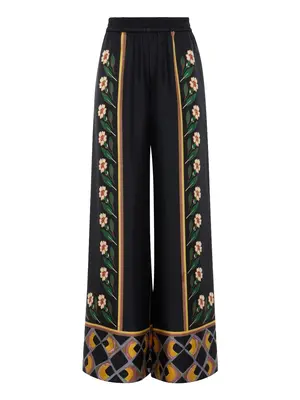 La DoubleJ Floral-print Palazzo Trousers - Black