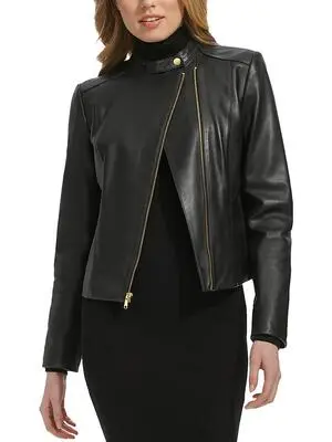 Cole Haan Racer Leather Jacket - Black