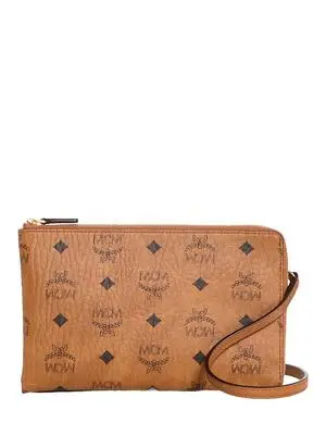 Mcm Ottomar Visetos Travel Document Case Crossbody - Cognac