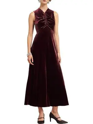 HOBBS LONDON Isleworth Velvet Dress - Cocoa Brown