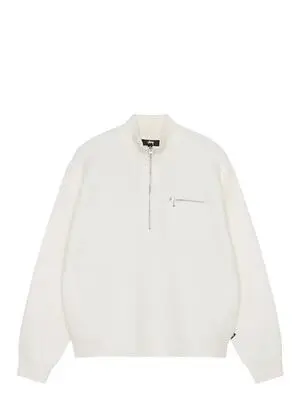 StÜssy Half Zip Mock Neck Sweater - Ivory