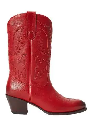 Ralph Lauren Leather Cowboy Boots - Dark Ruby