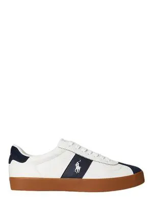 Ralph Lauren Court Vulc Leather-suede Sneaker - Deckwash White/navy