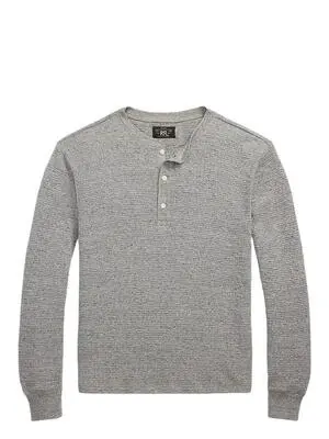 Ralph Lauren Waffle-knit Henley Shirt - Grey Heather