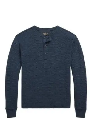 Ralph Lauren Waffle-knit Henley Shirt - Navy Heather