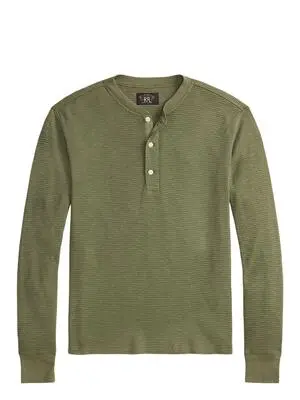 Ralph Lauren Waffle-knit Henley Shirt - Tree Green