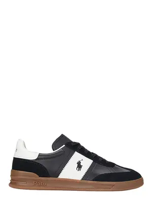 Ralph Lauren Heritage Aera Leather-Suede Sneakers Black/white