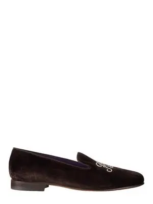 Ralph Lauren Alonzo Bullion Velvet Slipper - Luggage Brown