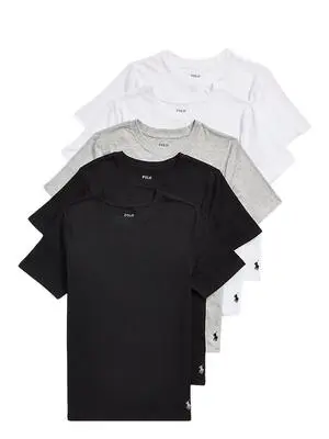 Ralph Lauren Stretch Cotton Jersey Crewneck 5-pack - Black/andover Heather