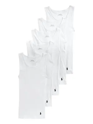 Ralph Lauren Ribbed Stretch Cotton Tank 5-pack - White