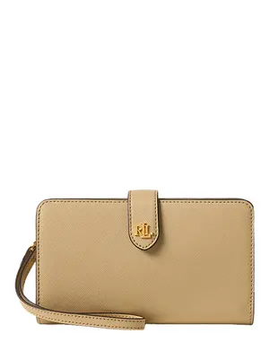 Ralph Lauren Ralph Lauren Crosshatch Leather Tech Wristlet Birch Tan