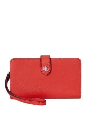 Ralph Lauren Ralph Lauren Crosshatch Leather Tech Wristlet Bright Vermillion