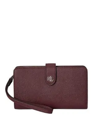 Ralph Lauren Ralph Lauren Crosshatch Leather Tech Wristlet Dark Garnet