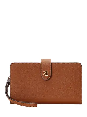 Ralph Lauren Ralph Lauren Crosshatch Leather Tech Wristlet Lauren Tan