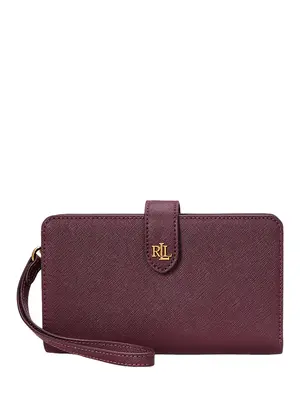 Ralph Lauren Ralph Lauren Crosshatch Leather Tech Wristlet Pinot Noir