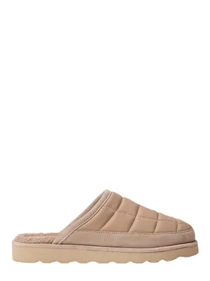 Ralph Lauren Reade Suede-Trim Quilted Scuff Slipper Khaki/brown
