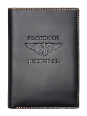 Ralph Lauren Leather Passport Holder - Black Over Brown