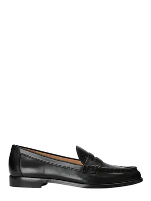 Ralph Lauren Wynnie Burnished Leather Loafer - Black