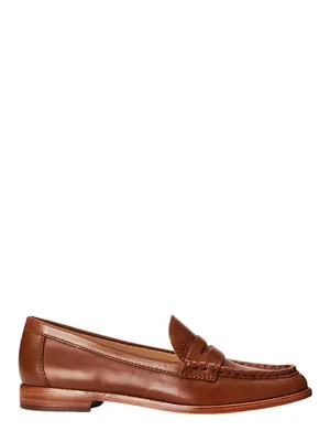 Ralph Lauren Wynnie Burnished Leather Loafer - Deep Saddle Tan