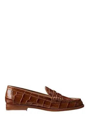 Ralph Lauren Wynnie Crocodile-embossed Leather Loafer - Tobacco