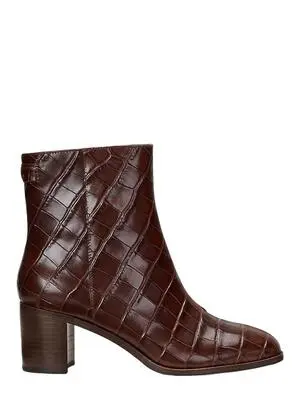 Ralph Lauren Cassie Crocodile-embossed Leather Bootie - Dark Mahogany