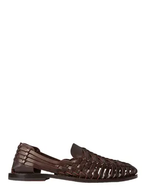 Ralph Lauren Ralph Lauren Handwoven Leather Sandals Luggage Brown