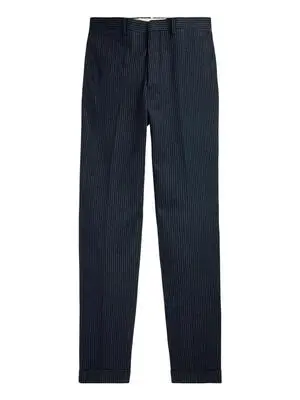 Ralph Lauren Slim Striped Herringbone Suit Trousers - Indigo White Stripe