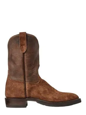 Ralph Lauren Roughout Suede And Leather Boots - Brown