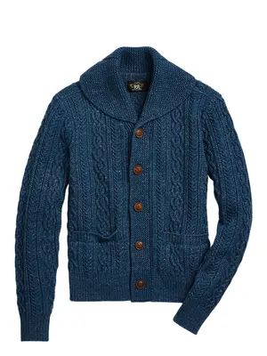 RALPH LAUREN Ralph Lauren Cable-Knit Cotton-Wool Shawl Cardigan