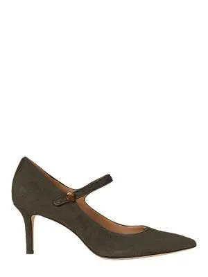Ralph Lauren Lanette Suede Mary Jane Pump - Dark Olive