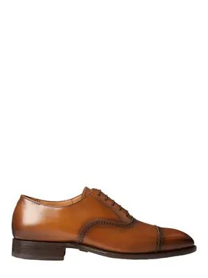 Ralph Lauren Denver Burnished Calfskin Cap-toe Shoe - Tan