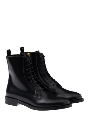 Prada Brushed Leather Ankle Boots - Black