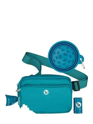 PUPPINGTON 3-in-1 Dog Walking Bag With Travel Bowl And Waste Bags - Lagoon Teal