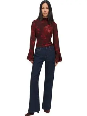 REFORMATION Reformation Roxana Long Sleeve Top Red