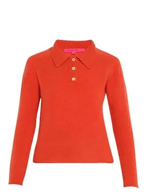 THE ELDER STATESMAN The Elder Statesman Fitted Cashmere Polo Sweater Persimmon
