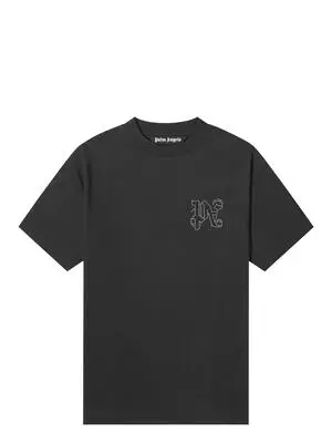 Palm Angels Monogram Stud Classic Tee 'black/gunmetal' Black