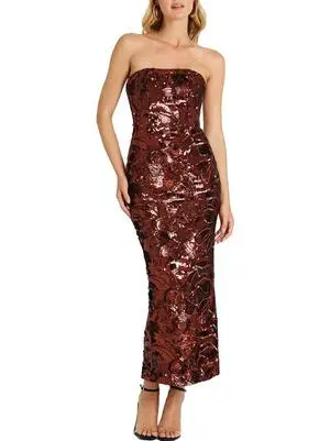 HELSI HELSI Leslie Pattern Sequin Strapless Gown Copper