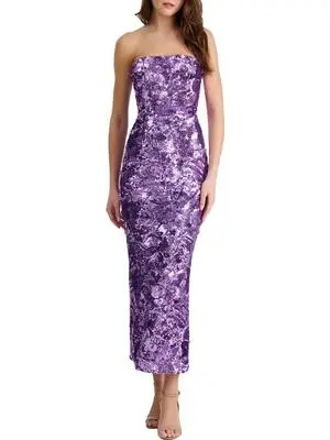HELSI HELSI Leslie Pattern Sequin Strapless Gown Violet