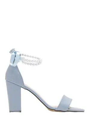 FOREVER & ALWAYS SHOES Melissa Block Heel Sandals With Pearls - Baby Blue
