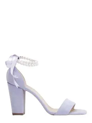 FOREVER & ALWAYS SHOES Melissa Block Heel Sandals With Pearls - Lilac