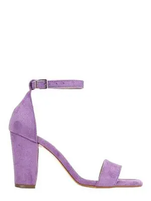 FOREVER & ALWAYS SHOES High Heel Ankle Strap Sandals - Purple Faux Suede