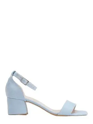 FOREVER & ALWAYS SHOES Iva Low Block Heel Sandals - Baby Blue